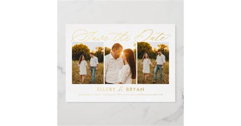 Elegant Trio Foil Wedding Save The Date Card Zazzle