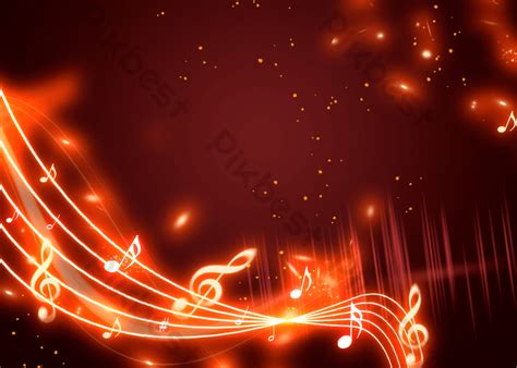 Music Notes Abstract Light Effect Dark Red Background Psd Free