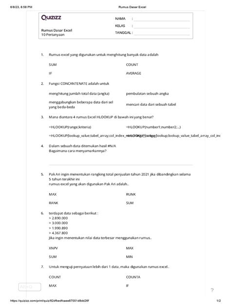 Rumus Dasar Excel Pdf