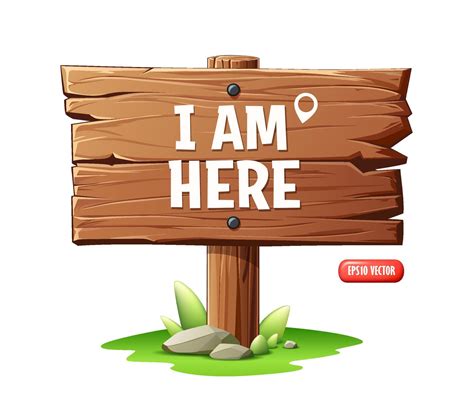 Wood Sign Realistic Staked On The Grass With Rocks And Leaves Poster