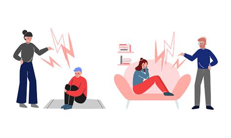 부모 세트와 충돌하는 청소년 십대 사춘기 문제 벡터 일러스트레이션 언쟁에 대한 스톡 벡터 아트 및 기타 이미지 언쟁 부모