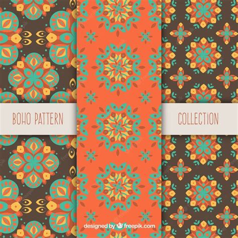 Free Vector Colored Boho Patterns With Flat Ornaments