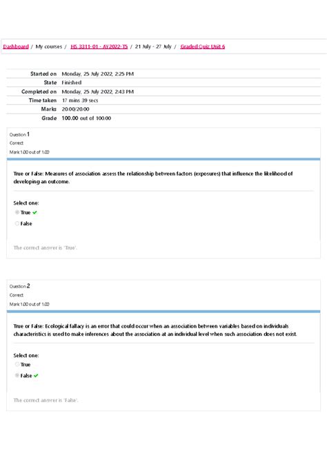 Graded Quiz Unit 6 Attempt Review Started On Monday 25 July 2022 2