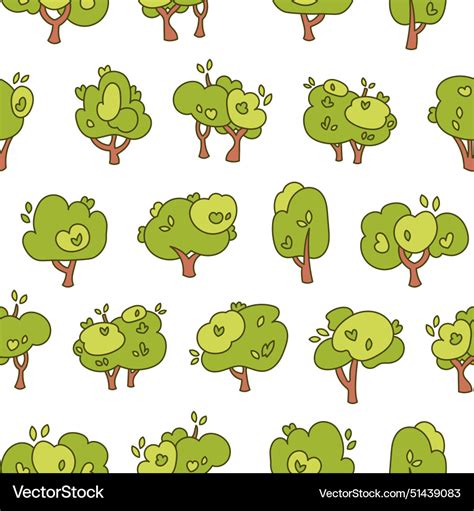 Deciduous Tree Seamless Pattern Forest Flora Vector Image