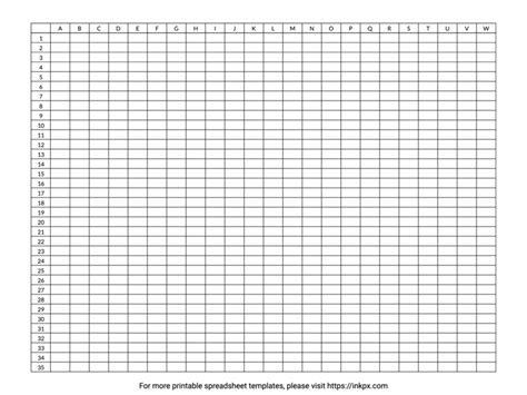 Free Printable Blank Spreadsheet In Pdf Png And  Formats · Inkpx