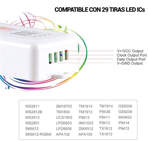 Controlador Musical Para Tiras Led Rgbw Ic Pixel Spi Bluetooth Y Wifi