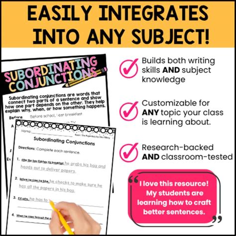 Subordinating Conjunctions Worksheet And Activity Understanding Complex