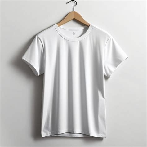 Пустой макет белой футболки на белом фоне стены Премиум Фото