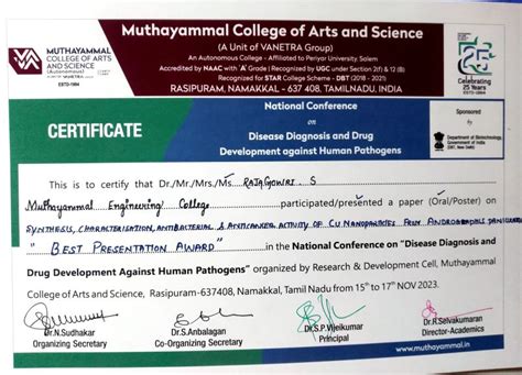 Rajagowri S On Linkedin I Share My Certificate Which I Participated In Oral Presentation In