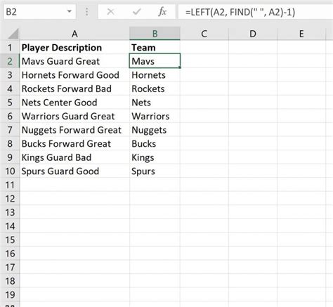 Excel Use LEFT To Extract Text Before Space