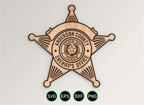 Anderson County Texas Sheriff Badge SVG TX Sheriff S Office Vector Clipart For Woodworking