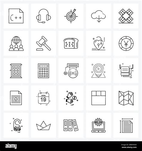 25 Interface Line Icon Set Of Modern Symbols On Plaster Download