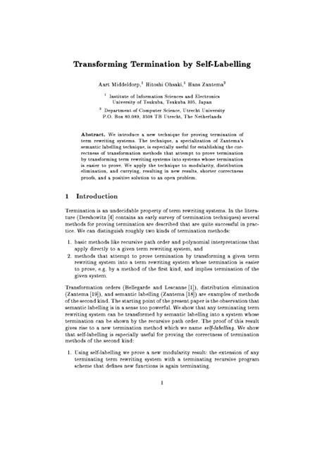 Pdf Transforming Termination By Self Labelling