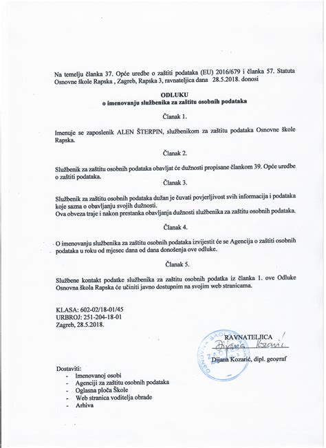 Dokumenti Osnovna škola Rapska
