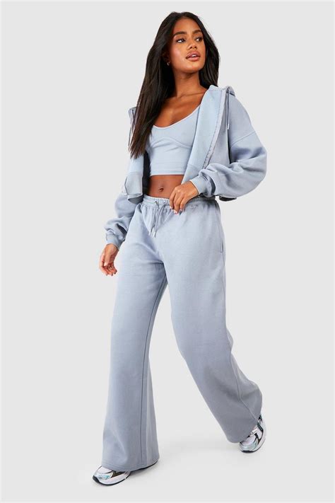 Seam Detail Crop Top 3 Piece Hooded Tracksuit Boohoo Usa