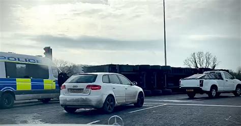Live A38 Near Bristol Closed After Lorry Overturns At Roundabout