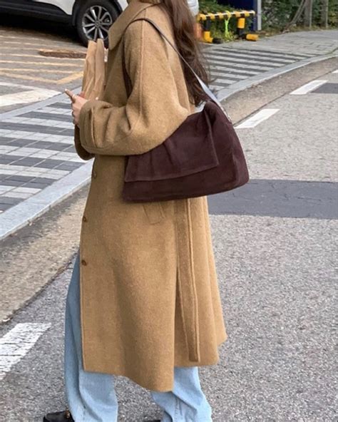 카멜 울 코트 2col 부클 롱 아우터 가을 겨울 여성 데일리 카라 버튼 싱글 클래식 캐주얼 룩