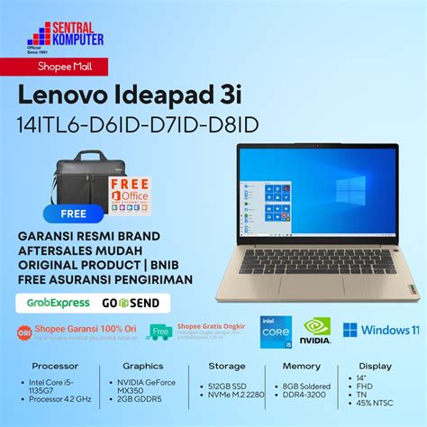 Jual Lenovo IdeaPad Slim 3i 14ITL6 I5 1135G7 MX350 8GB 512GB SSD Win 11 OHS Shopee Indonesia