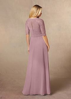 Azazie Barrymore Dusty Rose A Line Scoop Lace Chiffon Dress Azazie