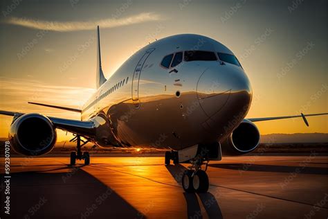 Boeing 737 Golden Hour Sun Glare Runway Ray Tracing Ultrawide Angle