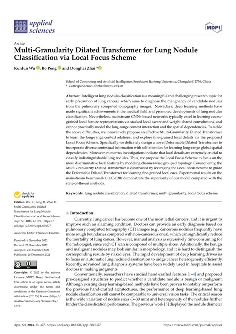 pdf multi granularity dilated transformer for lung nodule