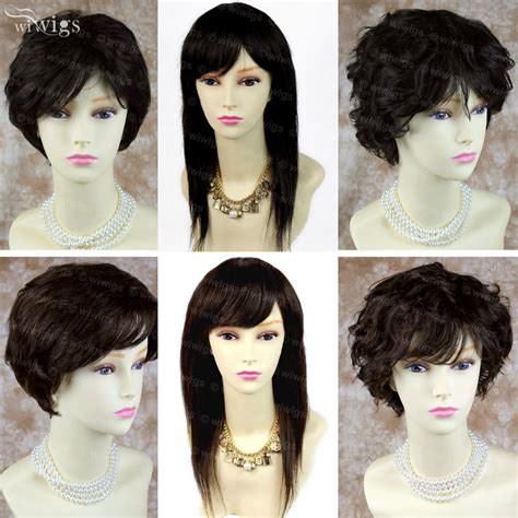 Wiwigs 100 Real Human Hair Brown Natural Long Straightshort Wavy