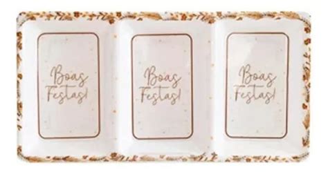 Set De 4 Cajas De Melamina Para Aperitivos Happy Holidays Con 3