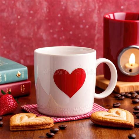 Coffee Mug With Heart Design Cup Of Love Stock Illustration