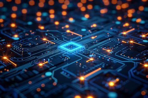 View Abstract Technology 3d Rendering Blue Circuit Board Digital Connection Stock