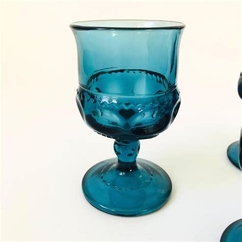 Blue Goblets Kings Crown By Indiana Glass Set Of 6 For Sale At 1stdibs