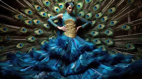 Premium Photo Dancer Dressed As A Peacock