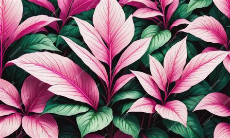 Premium Ai Image Render Pink Plant Leaf Pattern Background