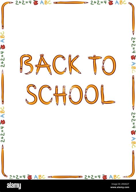 Pencil Apple And Text Border To Fit 8 5 X 11 Paper With Back To School Lettering Made From