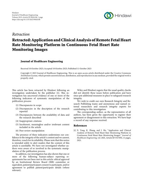 Pdf Retracted Application And Clinical Analysis Of Remote Fetal