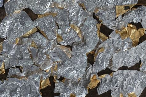 Candy Wrappers Made Of Foil With The Reverse Side For Background Many Lot Of Crumpled Wrapping