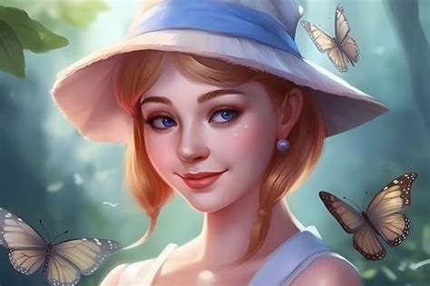 Premium Ai Image Beautiful Fantasy Girl And Butterflies Neural