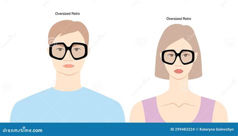 Oversized Retro Frame Glasses On Women And Men Flat Character Fashion
