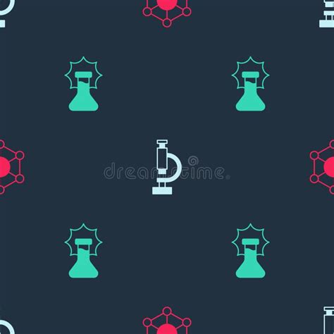 Set Molecule Microscope And Explosion In The Flask On Seamless Pattern Vector Stock
