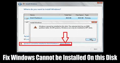 چگونه مشکل windows cannot be installed to this disk را هنگام نصب ویندوز