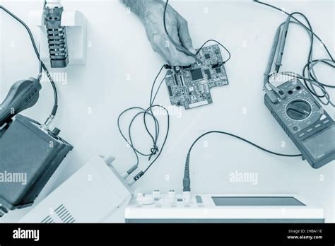 Semiconductor Electronics Laboratory With Measuring Instruments Stock