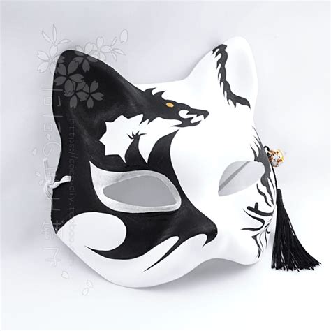 ヵหน้ากากแมวจิ้งจอกมือวาดทำด้วยมือและการแสดงลมอนิเมะคอสเพลย์บอลครอบงำมังกรบินสีดำ万圣节用品 Dxqfazf