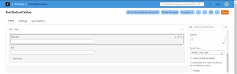 The Default Value From A DocField In A Doctype Of Type Percent Comes