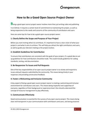 Learn To Be A Good Open Source Project Owner Pdf