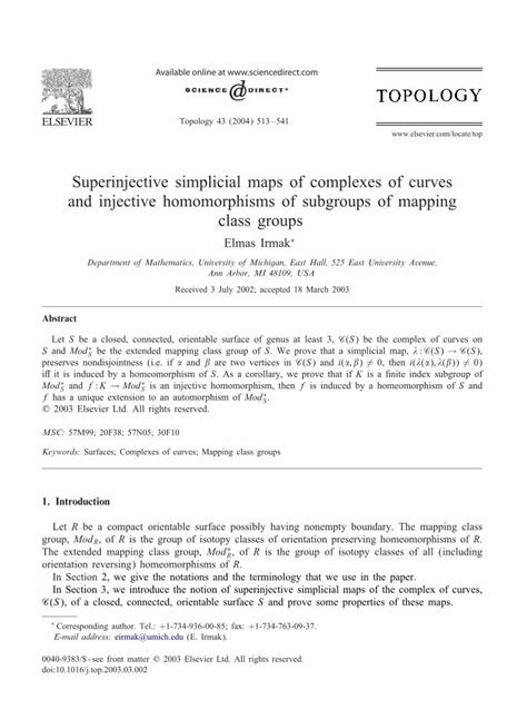 Pdf Superinjective Simplicial Maps Of Complexes Of Curves And