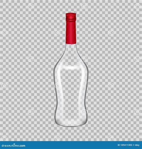 Realistic Template Empty Beautiful Glass Martini Bottle With Cap Stock