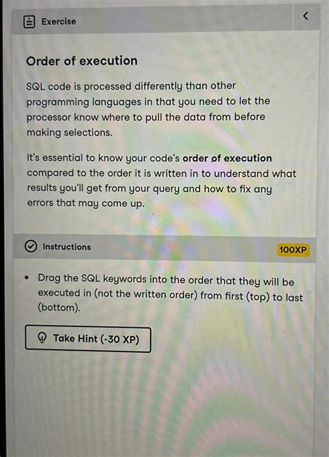 Solved Exerciseorder Of Executionsql Code Is Processed