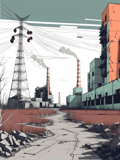 Premium Vector Cartoon Factory Industrial Landscape Vector Illustration