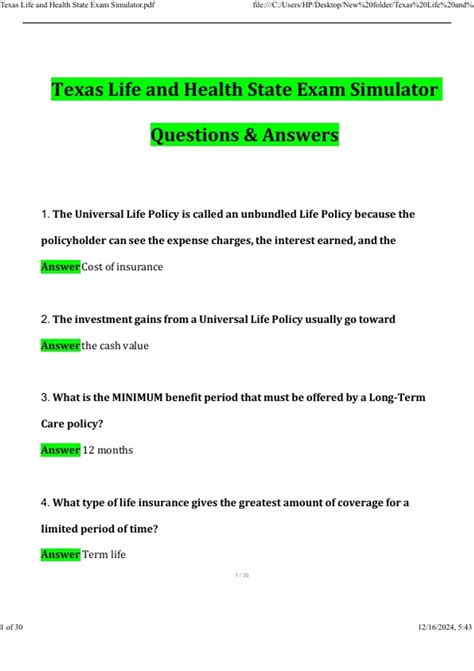Texas Life And Health Insurance Exams Bundled Texas Life Insurance Exam