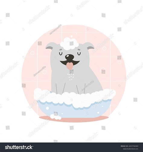 Cute Happy Dog Having Bath Foam Stock Vector Royalty Free 2257750343