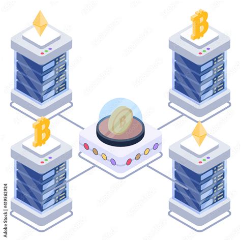 Server Attached With Computer Denoting Isometric Icon Of Shared